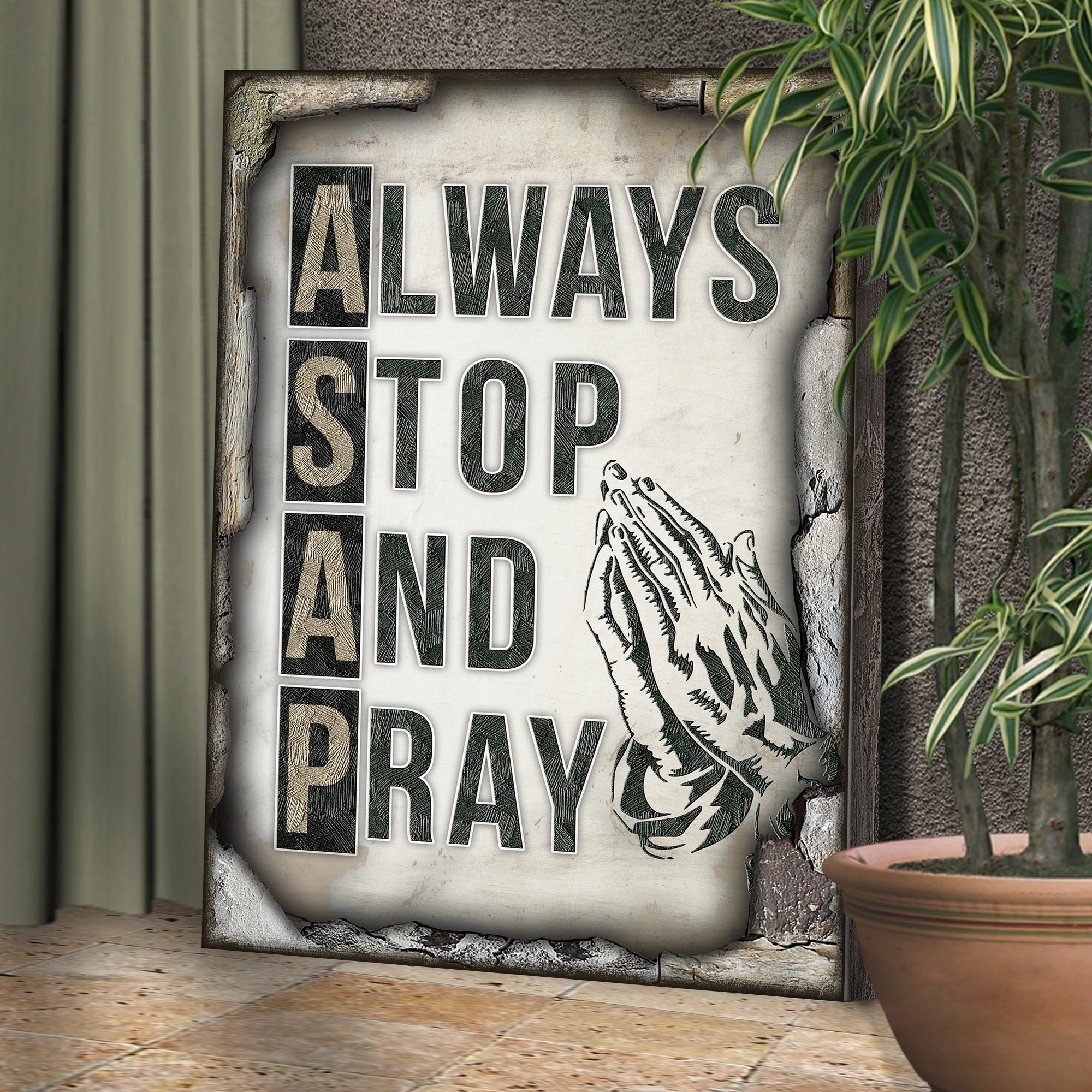 Always Stop And Pray Canvas Wall Art - Christian Wall Decor - Bible Ve ...