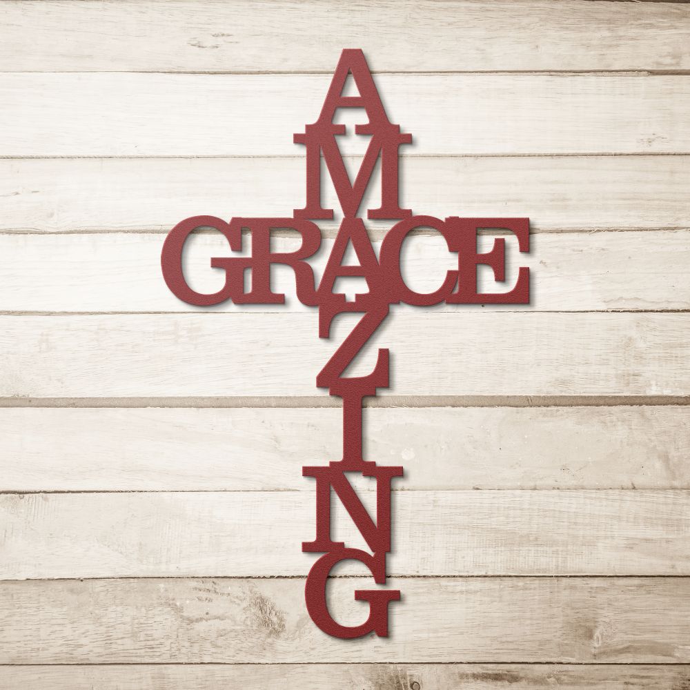 Amazing Grace Cross Metal Sign - Christian Metal Wall Art - Religious ...