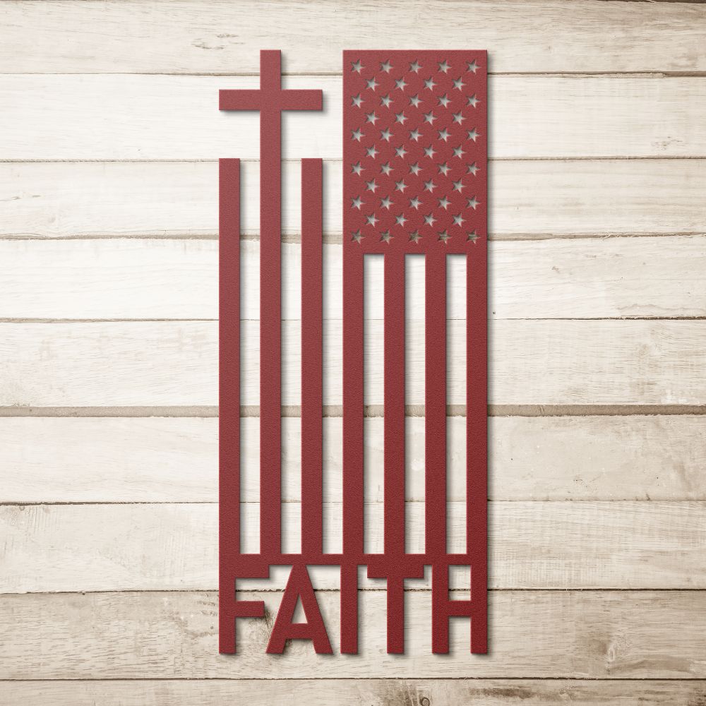 American Flag Cross Faith Metal Sign - Christian Metal Wall Art - Reli ...
