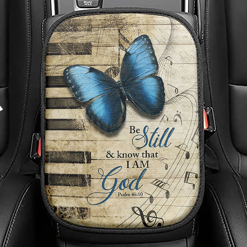 Be Still I Am God Blue Butterfly Piano Keys Seat Box Cover, Bible Vers ...