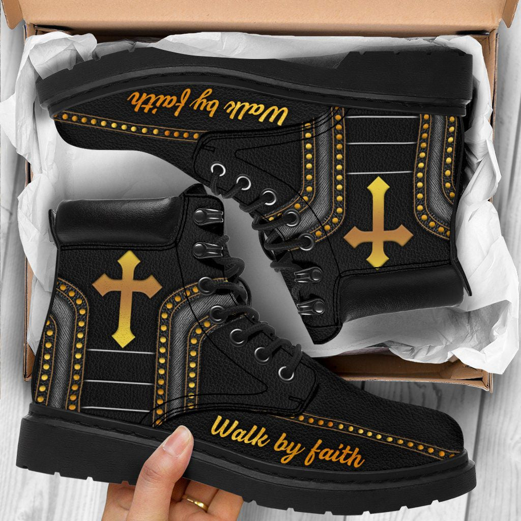 Black Jesus Walk By Faith Leather Boots 1 - Christian Shoes For Men An ...