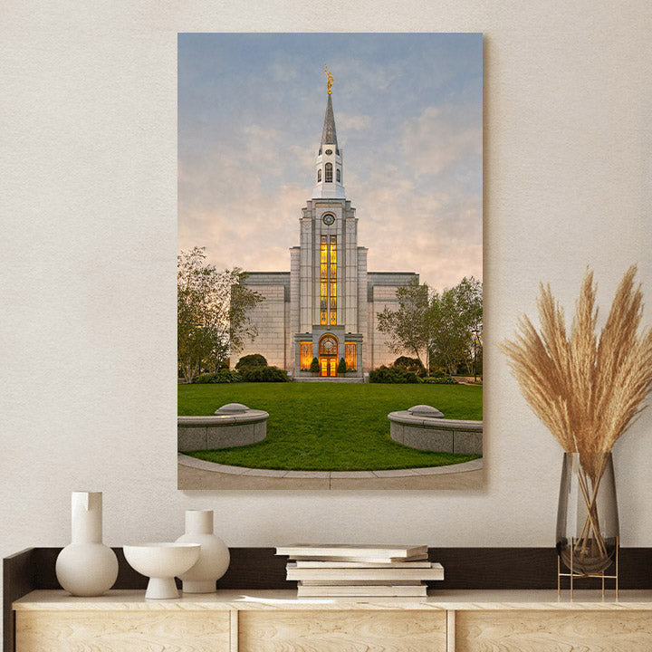 Boston Temple Window Sunset Canvas Pictures - Jesus Canvas Art - Chris ...