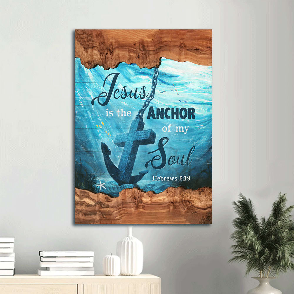 Canvas Anchor Painting Blue Ocean God Wood Artwork Jesus Is The Anchor ...