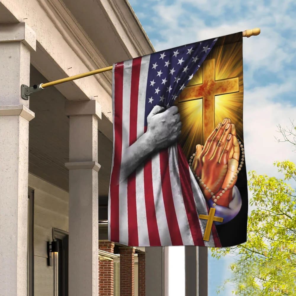 Christian Jesus Pray For America House Flags - Christian Garden Flags ...
