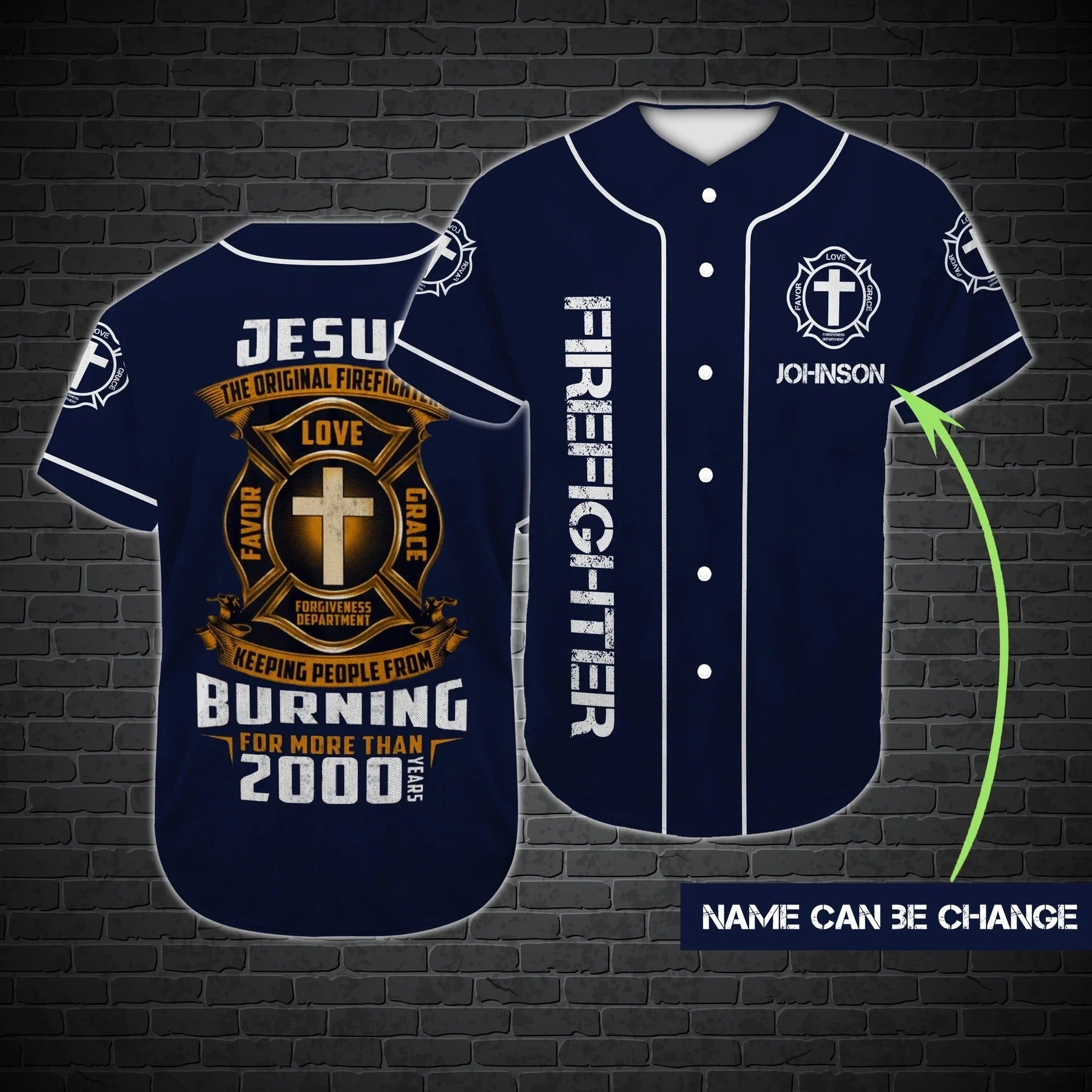 Cross Baseball Jersey - Jesus Original Firefighter Custom Baseball Jer ...