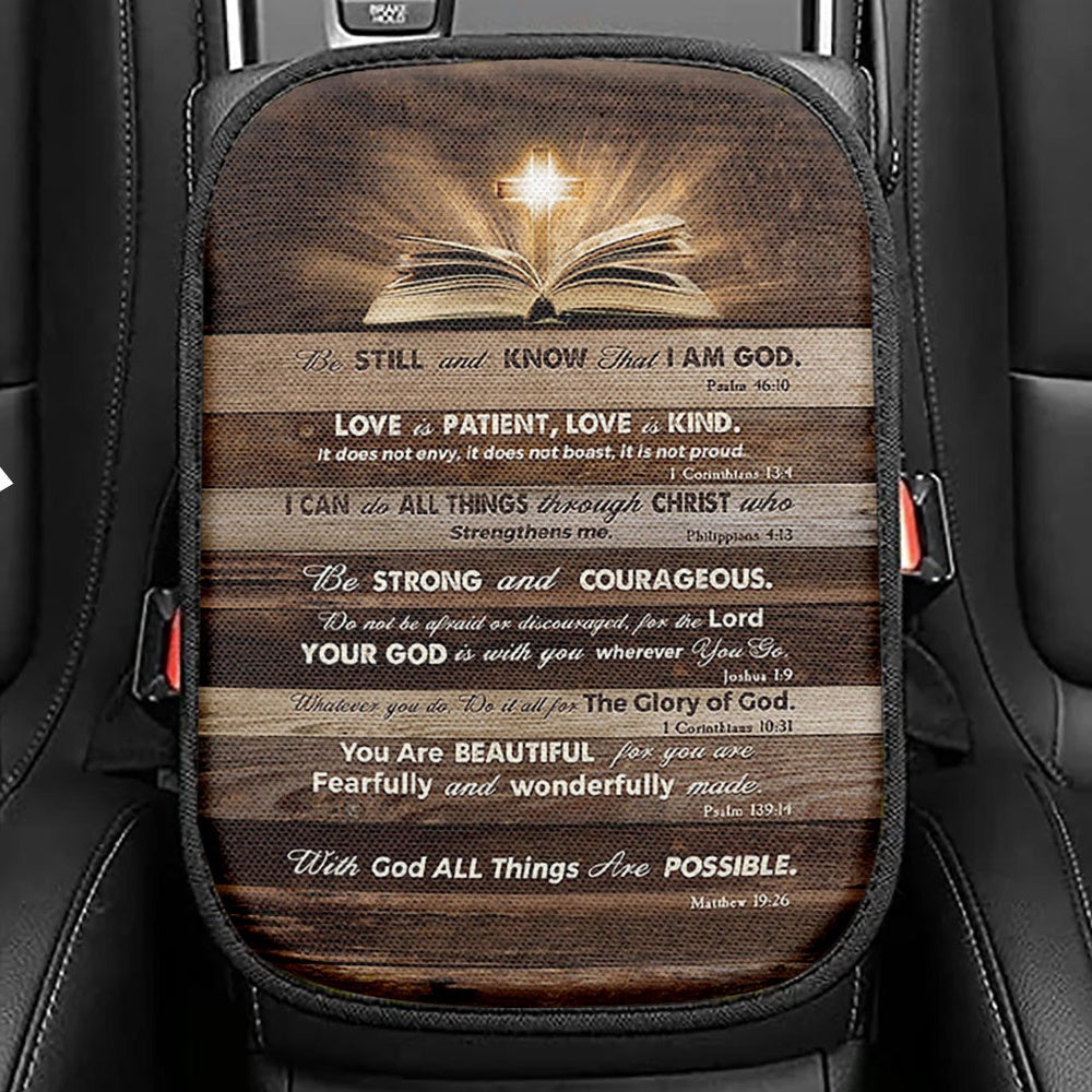 Cross Bible Verses Be Still & Know That I Am God Seat Box Cover, Bible ...