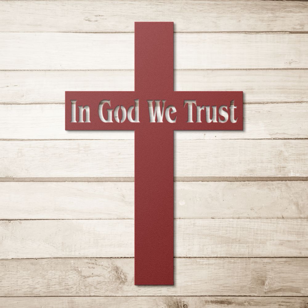 Cross In God We Trust Metal Sign - Christian Metal Wall Art - Religiou ...