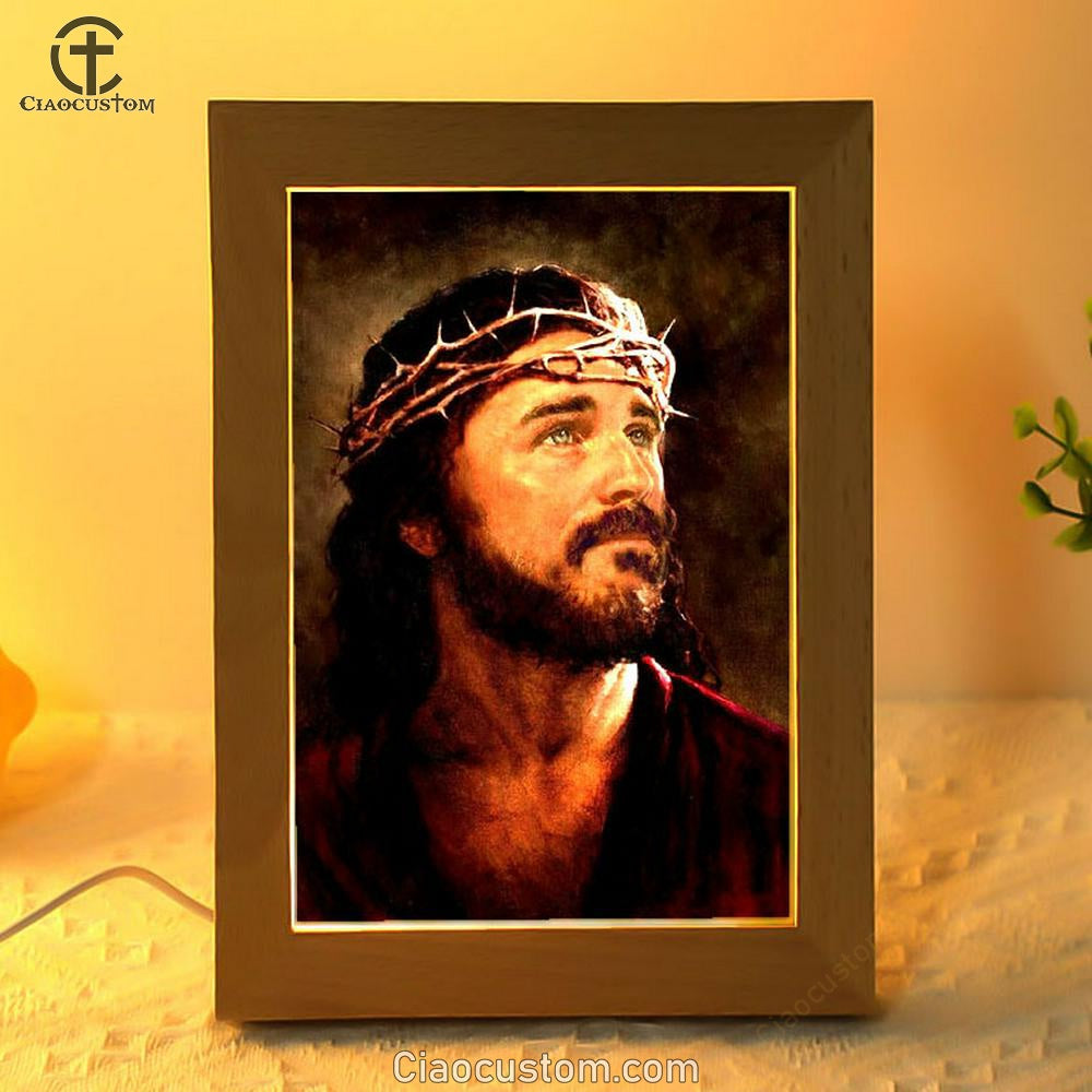 Crown Of Thorns, Stunning Jesus Artwork, Jesus Painting Frame Lamp – Ciaocustom