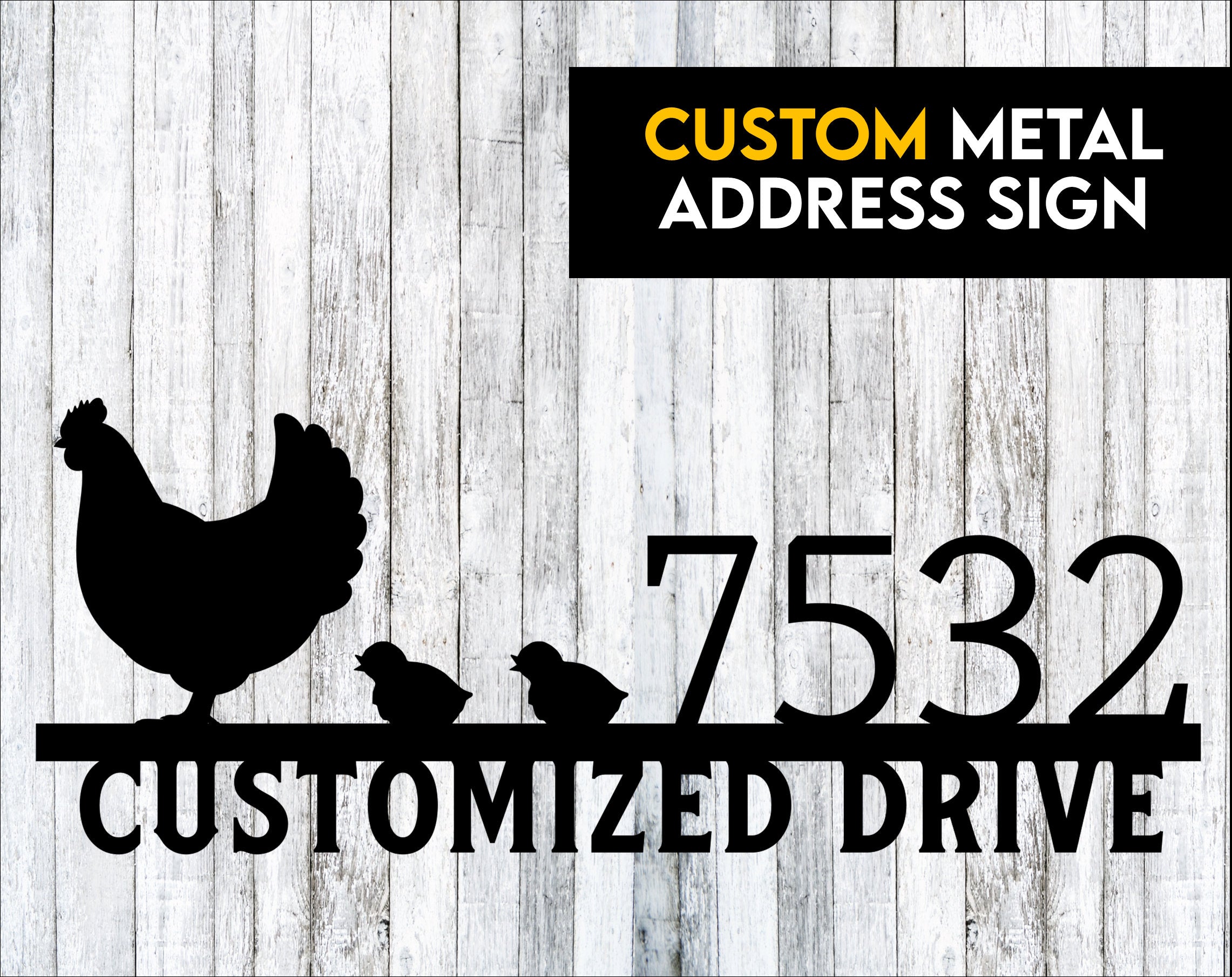 Custom Chicken With Baby Chicks Metal Sign - Custom Metal Address Sign ...