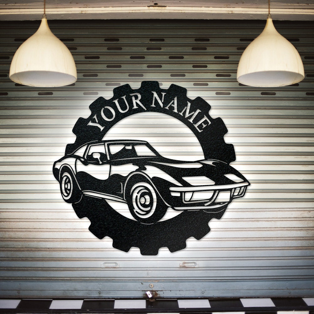 Custom Corvette Classic Car Metal Sign - Outdoor Decor Metal Wall Art ...