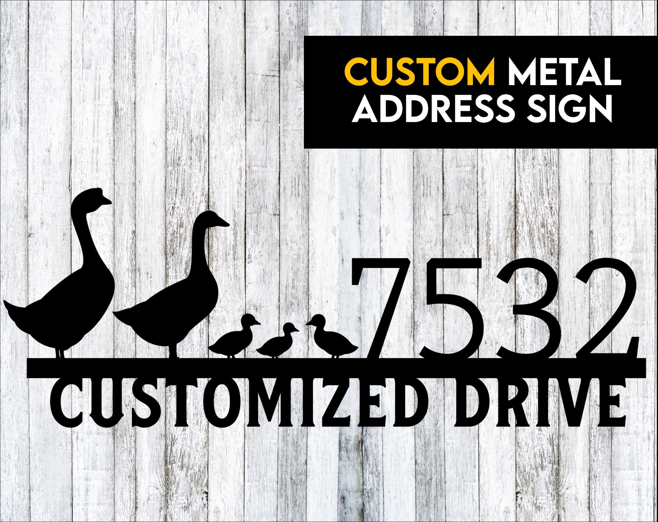 Custom Duck And Ducklings Metal Sign - Custom Metal Address Sign - Cus ...