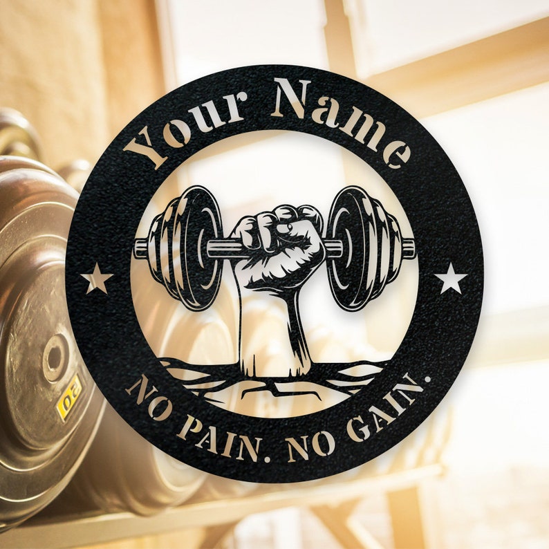 Custom Gym Dumbbell Monogram - Personalized Home Gym Sign - Custom Gym ...