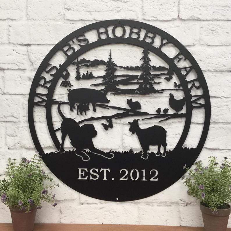 Custom Hobby Farm Animals Metal Ranch Sign Cut Metal Sign Metal Wall A ...