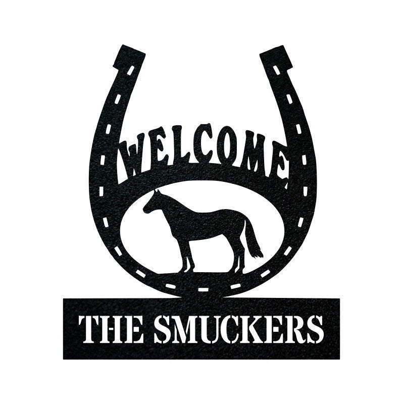 Custom Horseshoe Welcome Metal Sign - Metal Horse Wall Art - Metal Dec ...