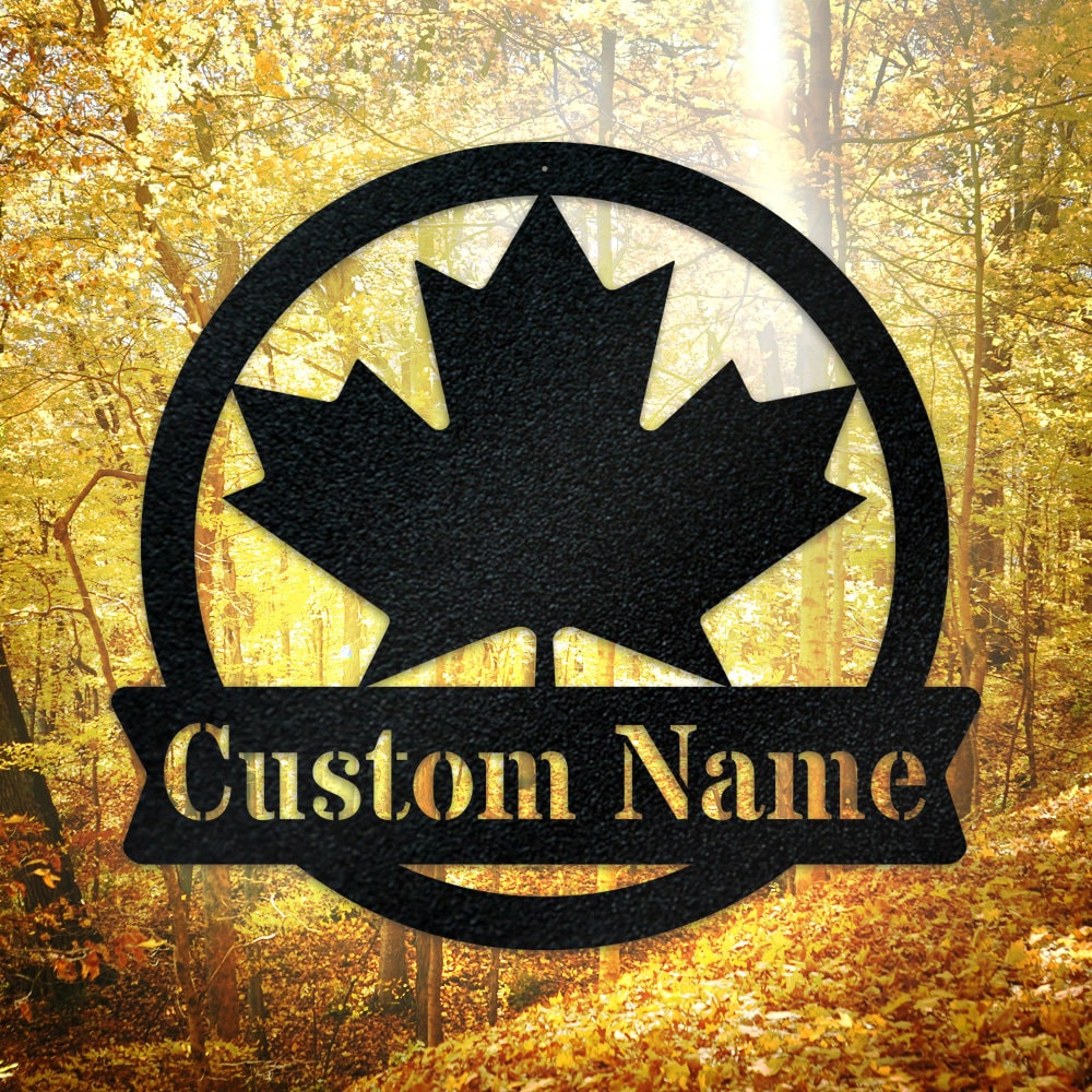 Custom Maple Leaf Monogram Canada Metal Sign - Outdoor Decor Metal Wal ...