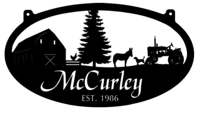 Custom Metal Farm Sign With Fence And Chicken Donkey And Tractor Metal ...