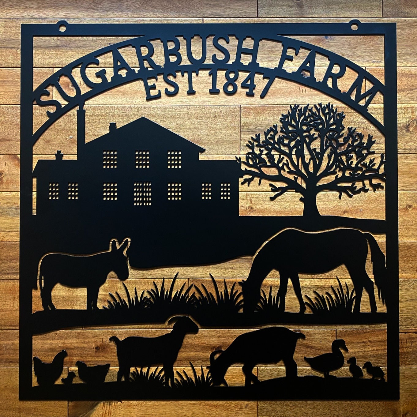 Custom Metal Outdoor Farm Sign With Farmhouse And Farm Animals - Farm ...