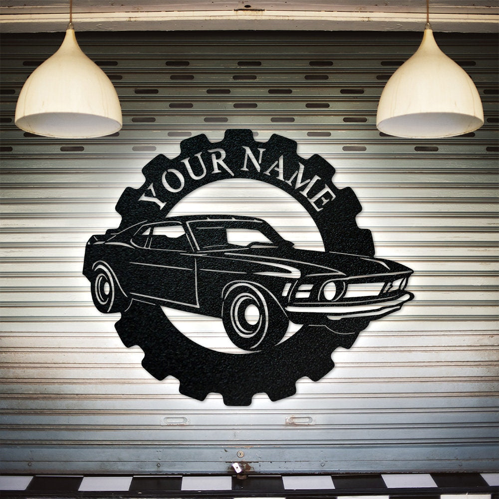 Custom Mustang Classic Car Metal Sign - Outdoor Decor Metal Wall Art ...