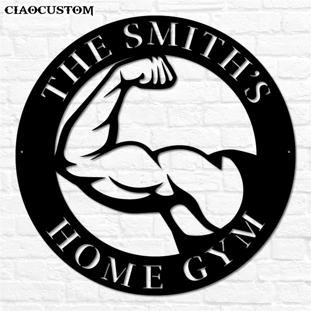 Custom Name Flexing Bicep Gym Metal Sign - Metal Decor Wall Art - Home ...