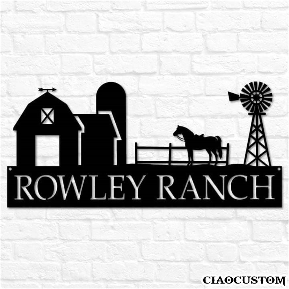 Custom Name Ranch Metal Sign - Ranch Scene Metal Wall Art - Decorative ...