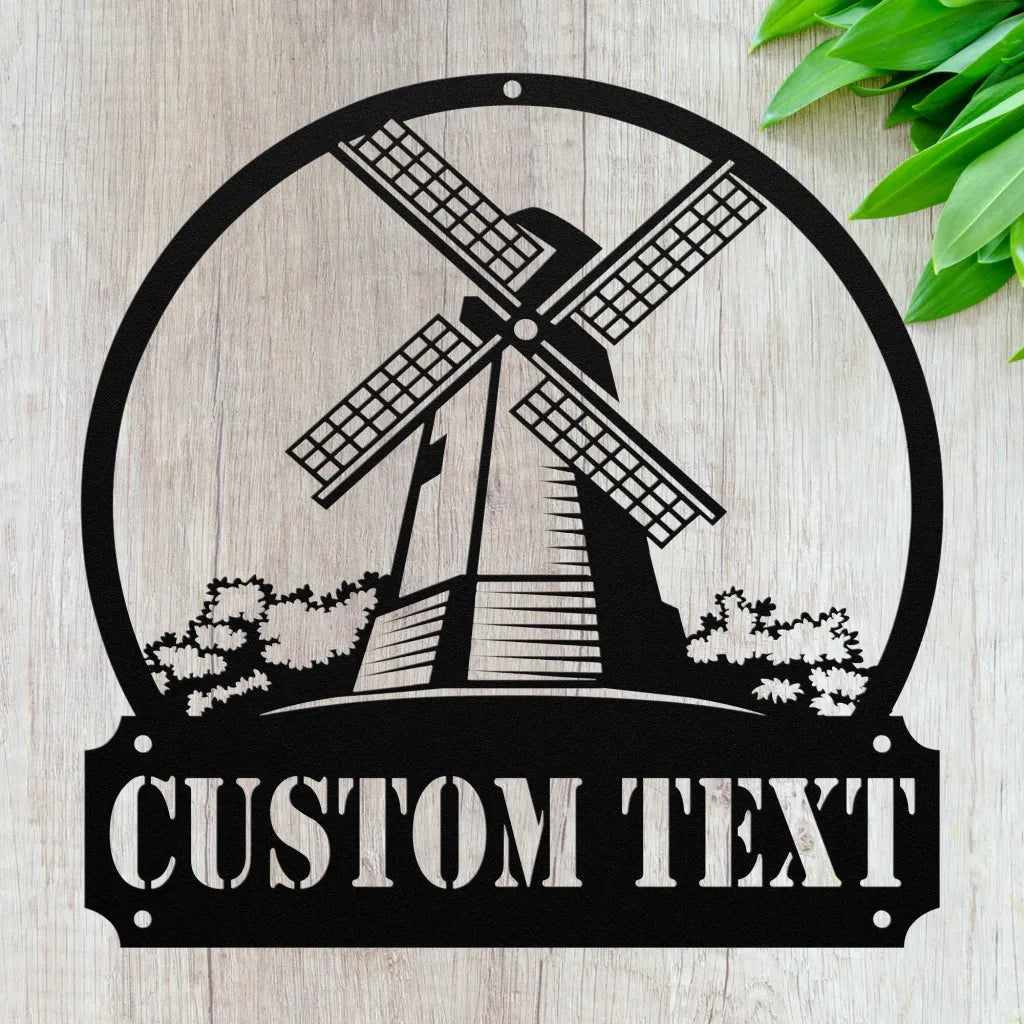 Custom Windmill Metal Sign - Personalized Farmhouse Metal Wall Decor ...