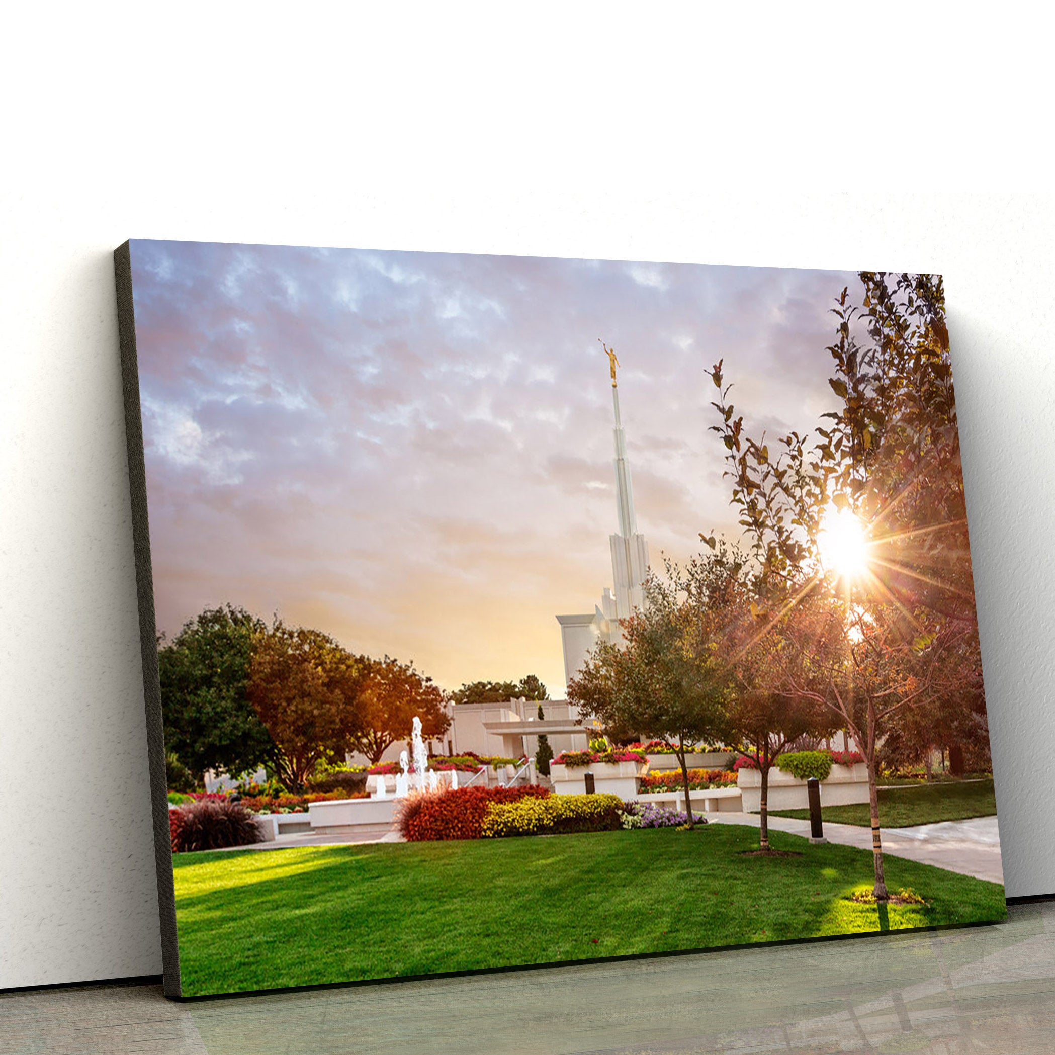 Denver Temple Sunburst Canvas Wall Art - Jesus Christ Picture - Canvas ...