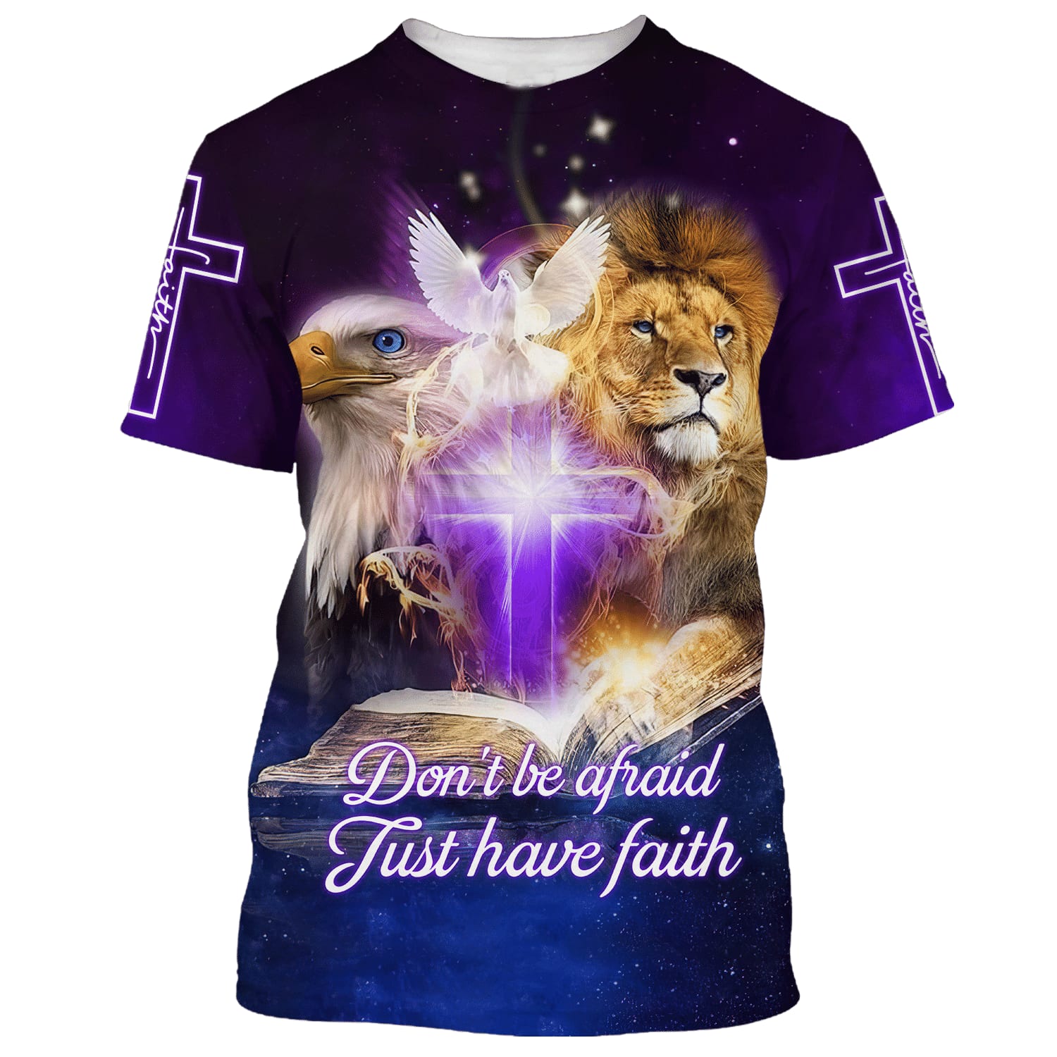 Don't Be Afraid Just Have Faith Lion Cross 3d Shirts - Christian T Shi ...