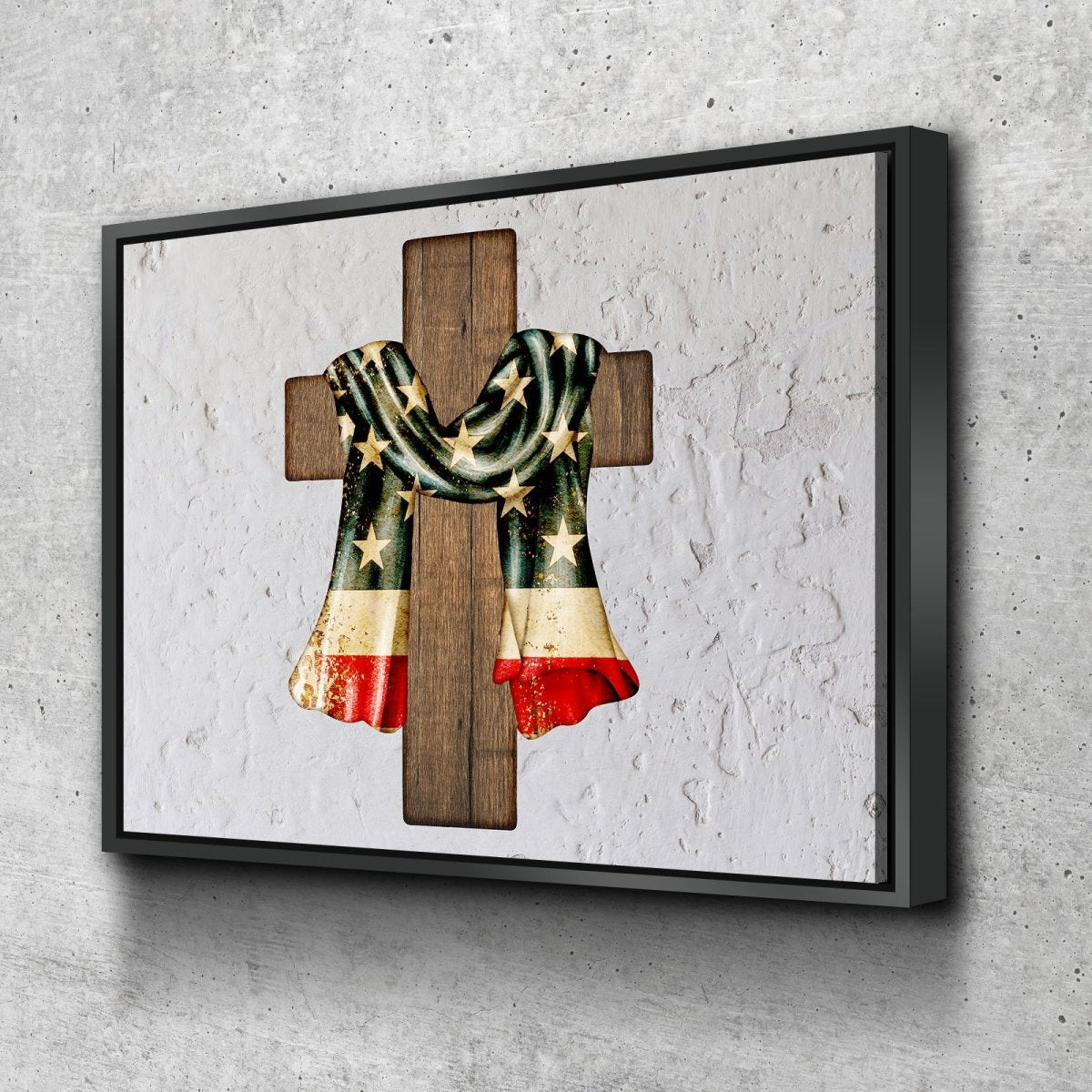 Draped Cross American Flag Patriotic Wall Art - Christian Canvas Wall ...