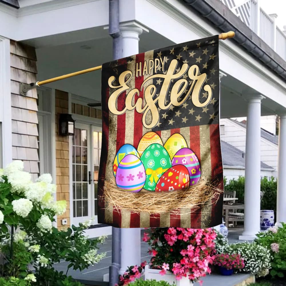 Easter Eggs American Flag - Easter House Flags - Christian Easter Gard ...