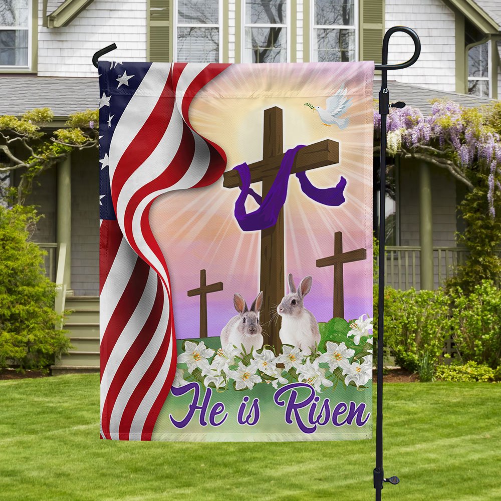 Easter Jesus Cross He Is Risen Flag - Religious Easter House Flags - E ...