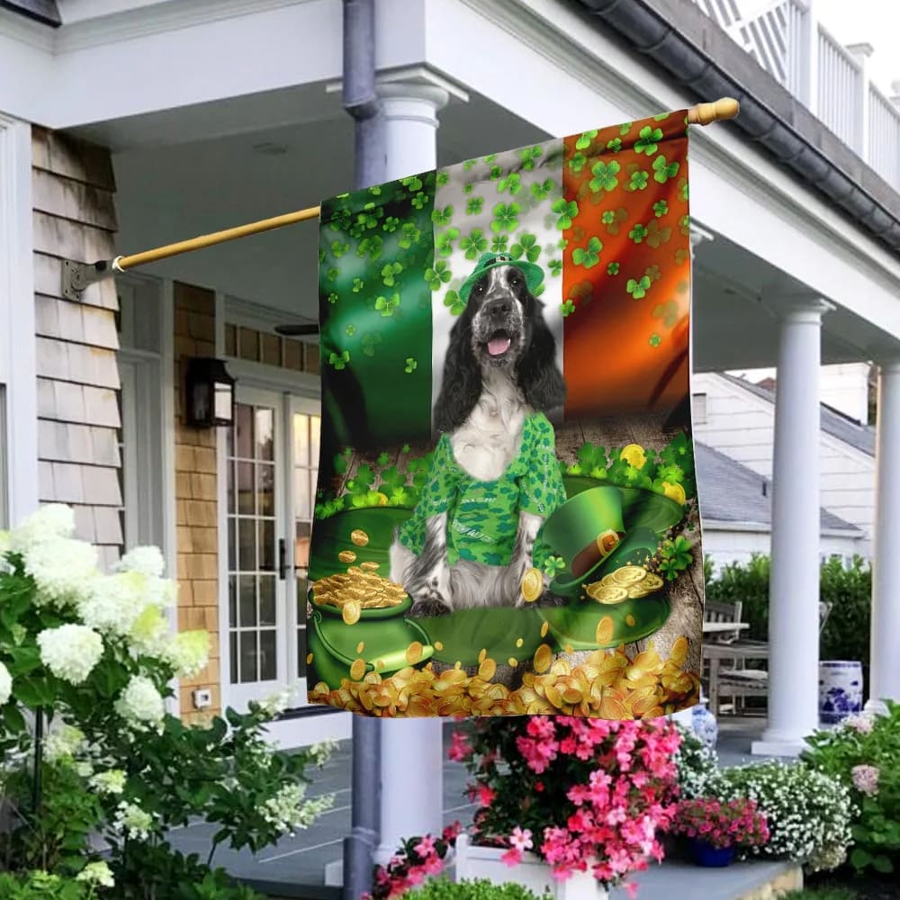 English Cocker Spaniel House Flag - St Patrick's Day Garden Flag - Out ...