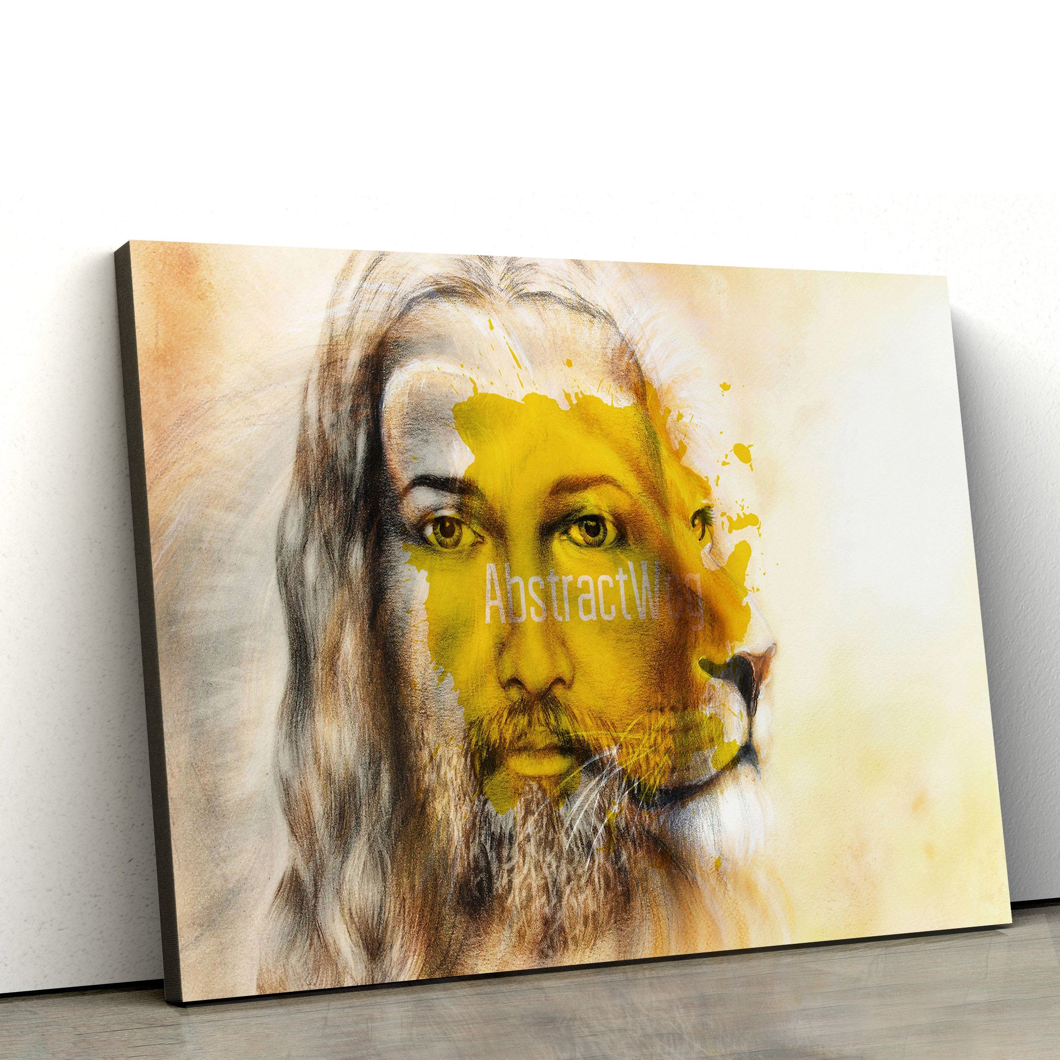 Eye Contact Jesus Christ And Lion Wall Art Jesus Portrait - Canvas Pic ...