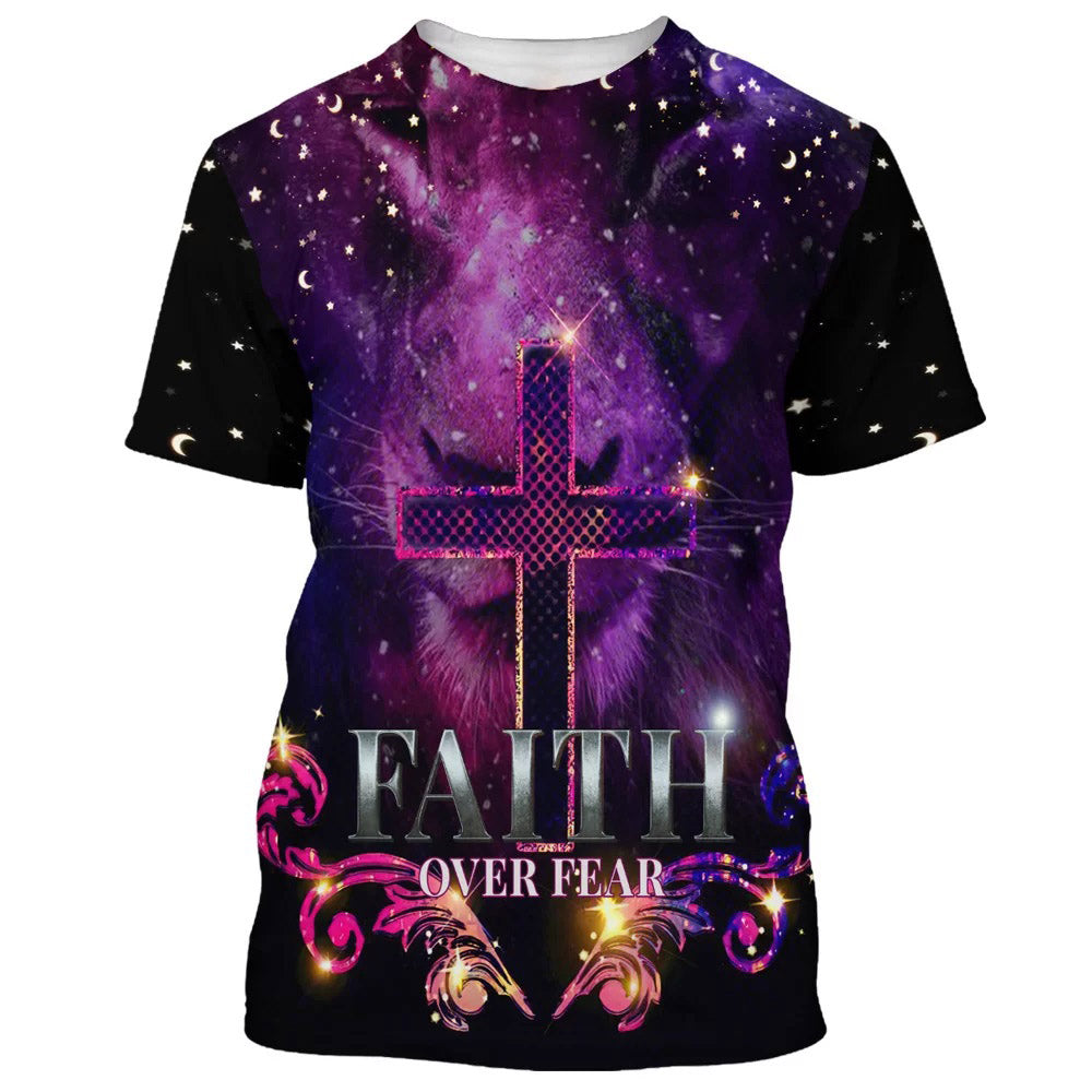 Faith Over Fear Cross 3d All Over Print Shirt - Christian 3d Shirts Fo ...