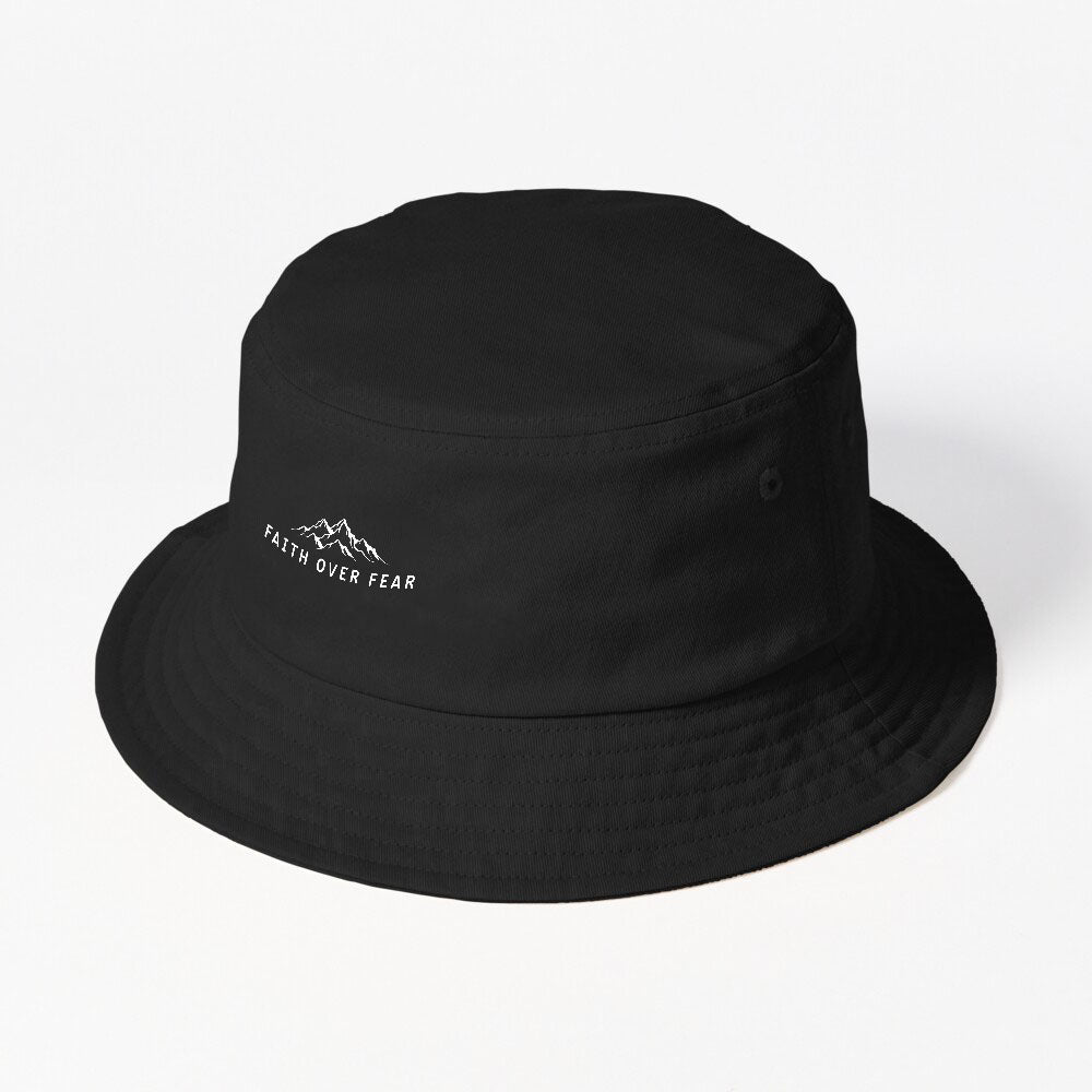 Faith Over Fear Jesus God Mountains Religious Christian Bucket Hat ...