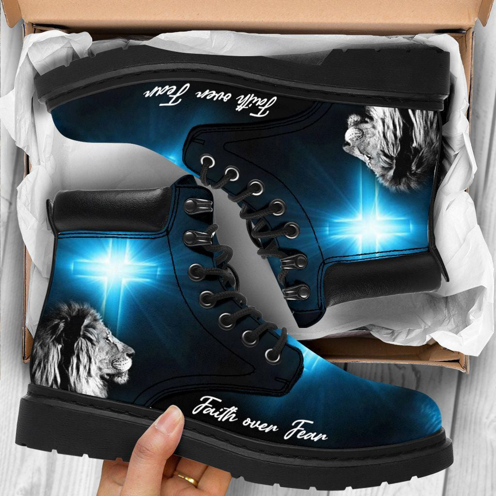 Faith Over Fear Leather Boots - Christian Shoes For Men And Women – Ciaocustom