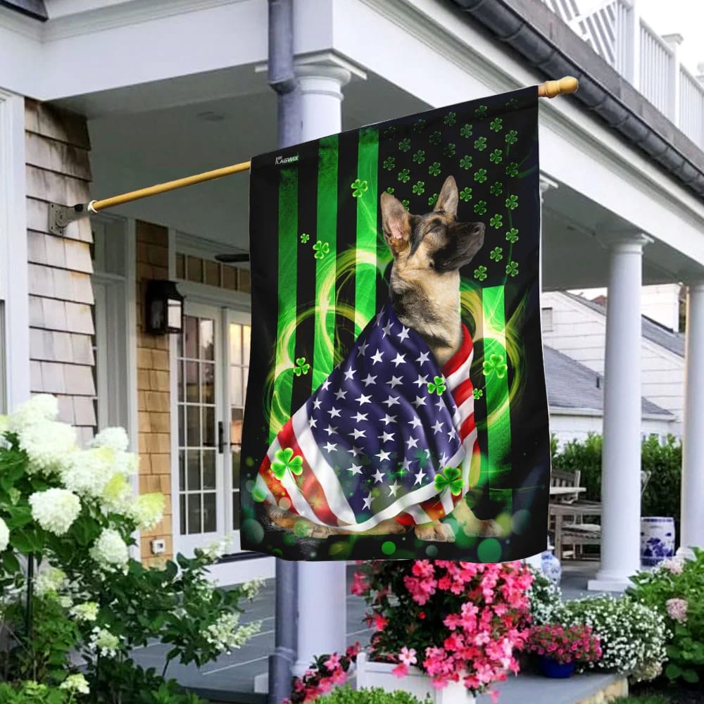 German Shepherd House Flag - St Patrick's Day Garden Flag - Outdoor St ...