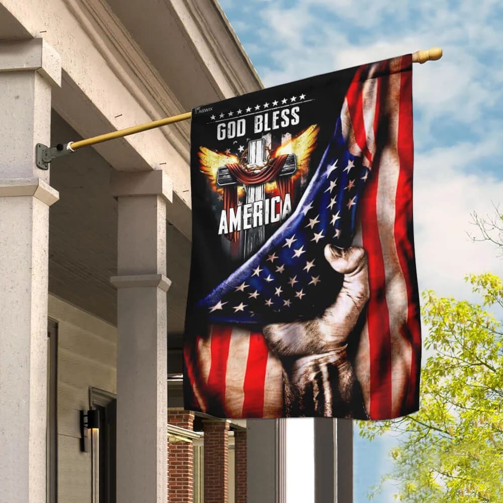 God Bless America. Christian Cross House Flags - Christian Garden Flag ...