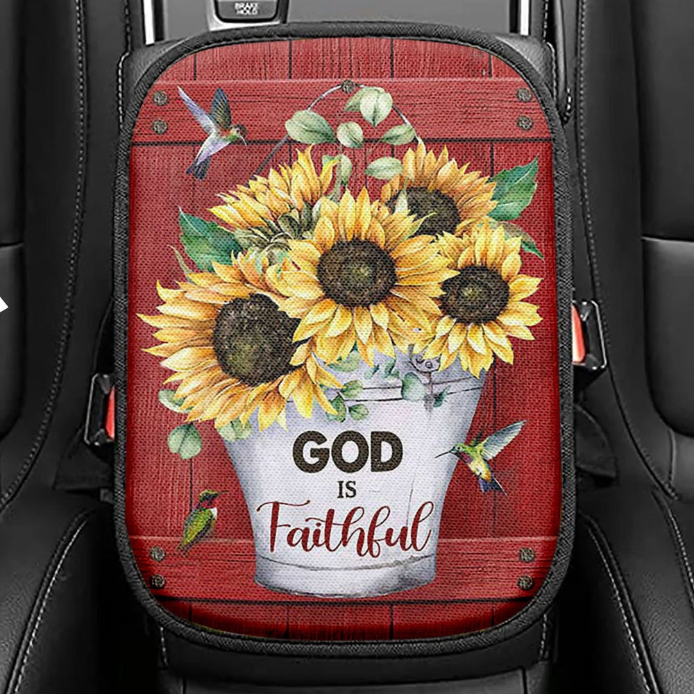 God Is Faithful Sunflower Hummingbird Seat Box Cover, Bible Verse Car ...