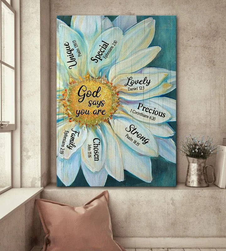 God Says You Are Daisy Canvas Posters - Christian Wall Posters - Relig ...