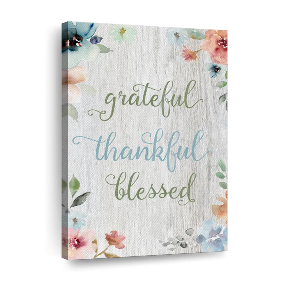 Grateful Spring Florals Canvas Wall Art - Canvas Religious Wall Art ...