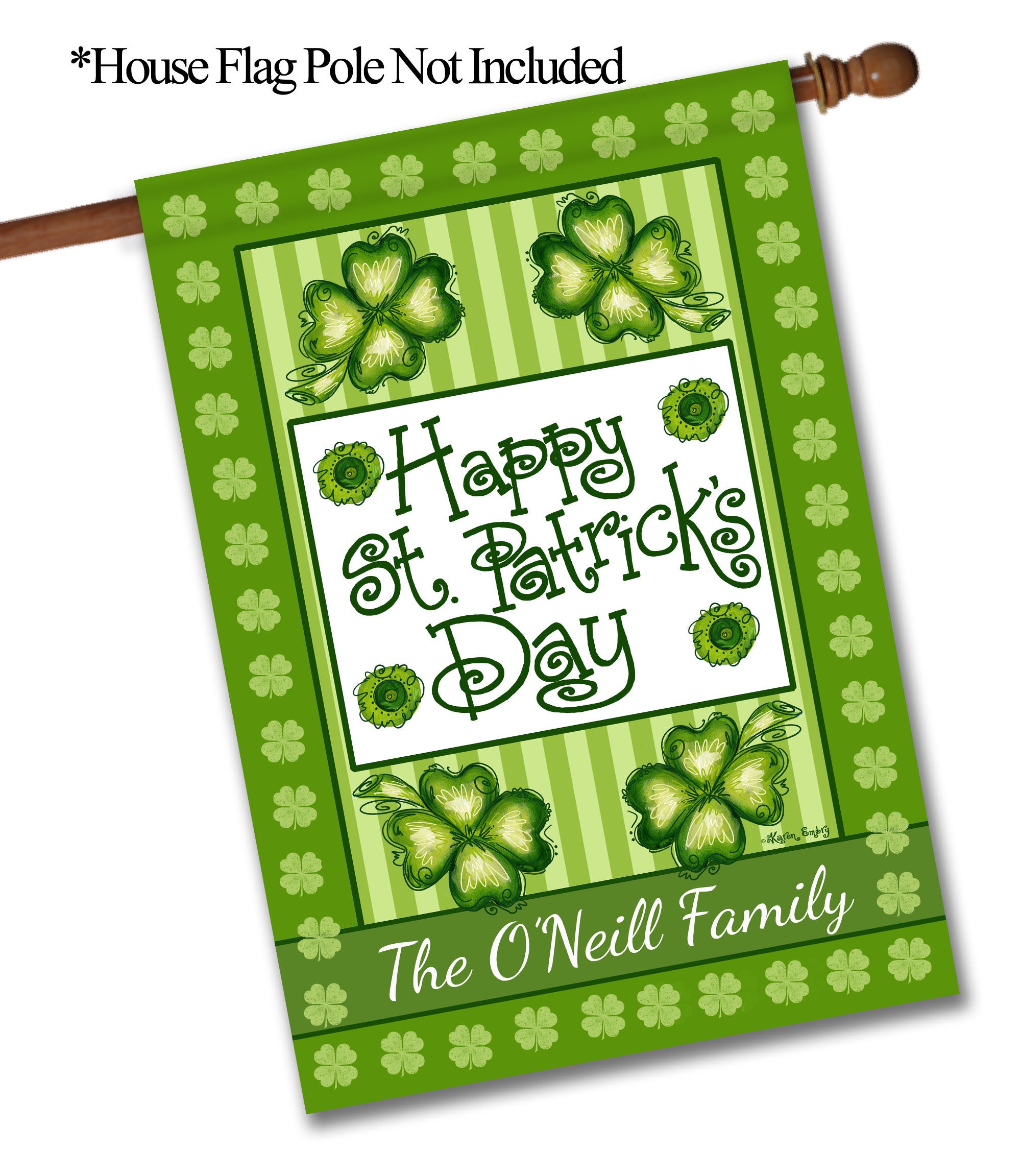 Happy St. Patricks Day Personalized House Flag - St. Patrick's Day Gar ...
