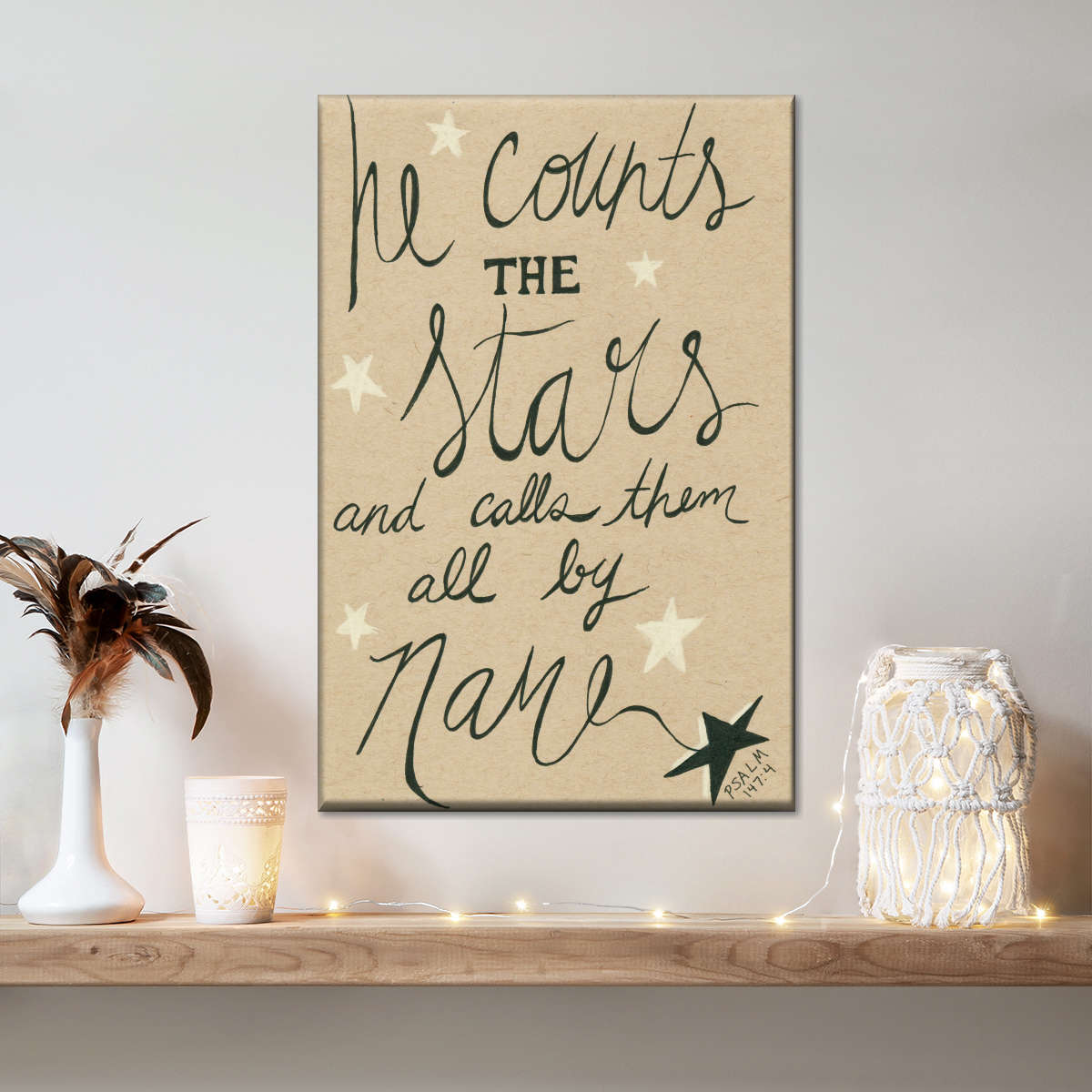 He Counts The Stars Canvas Wall Art - Canvas Religious Wall Art - Chri ...