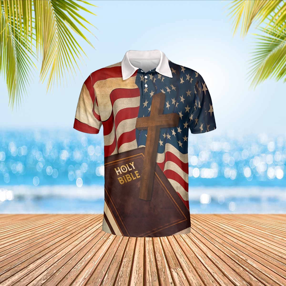 Holy Bible God Bless America Polo Shirts - Christian Shirt For Men And ...