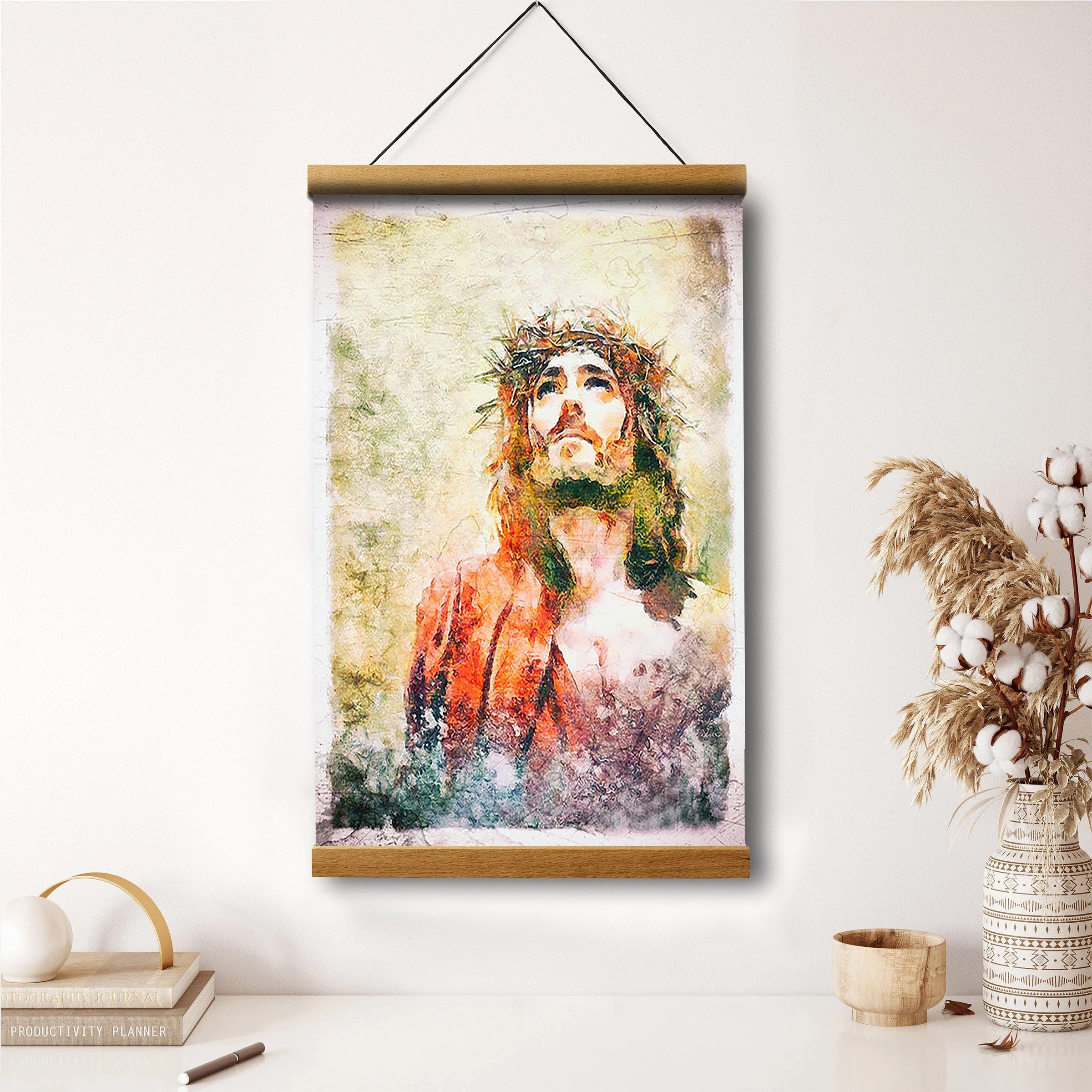 Holy Jesus Christ Hanging Canvas Wall Art Painting - Jesus Portrait Pi ...