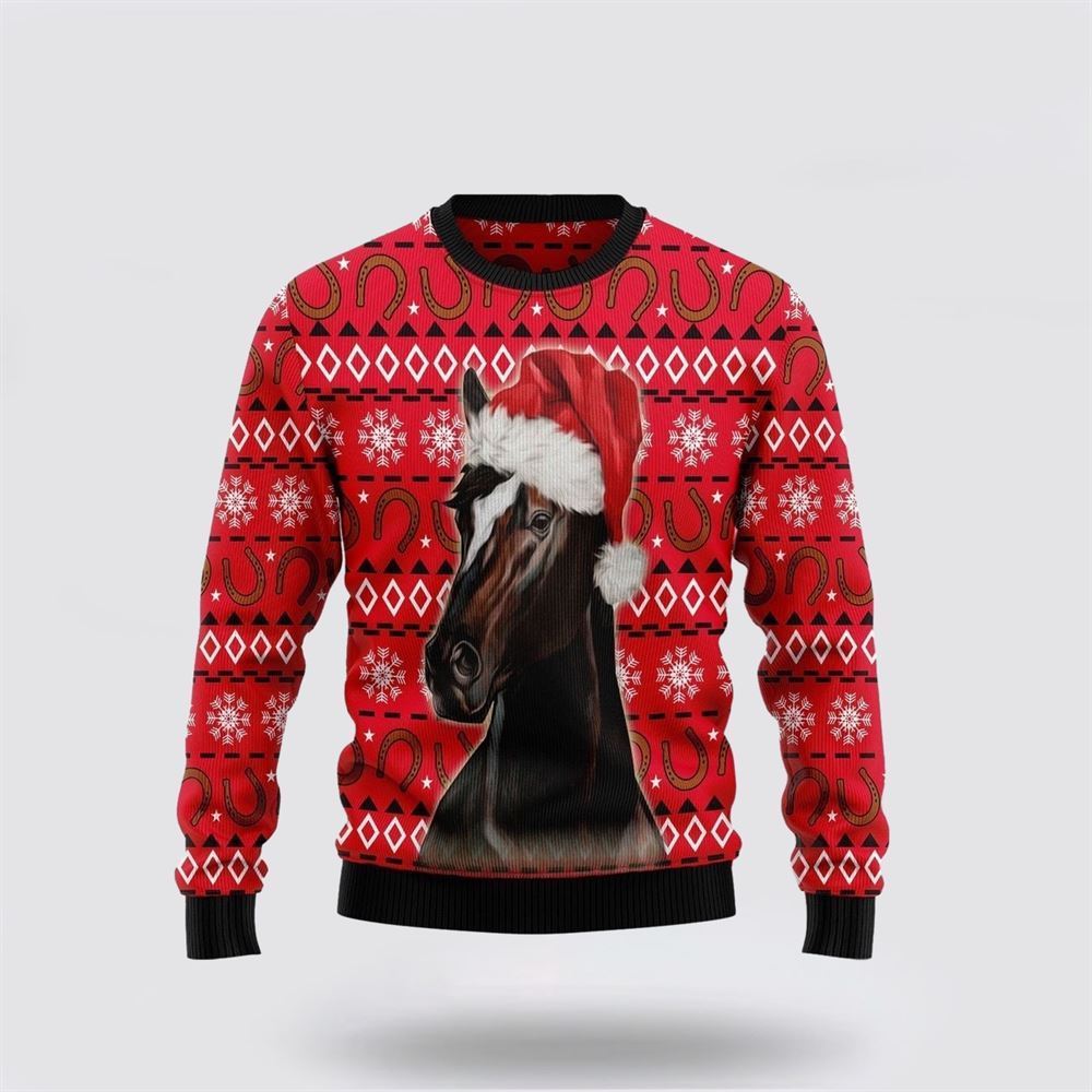 Horse And Horseshoe Pattern Ugly Christmas Sweater, Farm Sweater, Chri ...