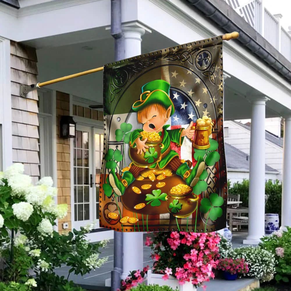 Irish American Leprechaun Happy St. Patrick's Day House Flag - St Patr ...