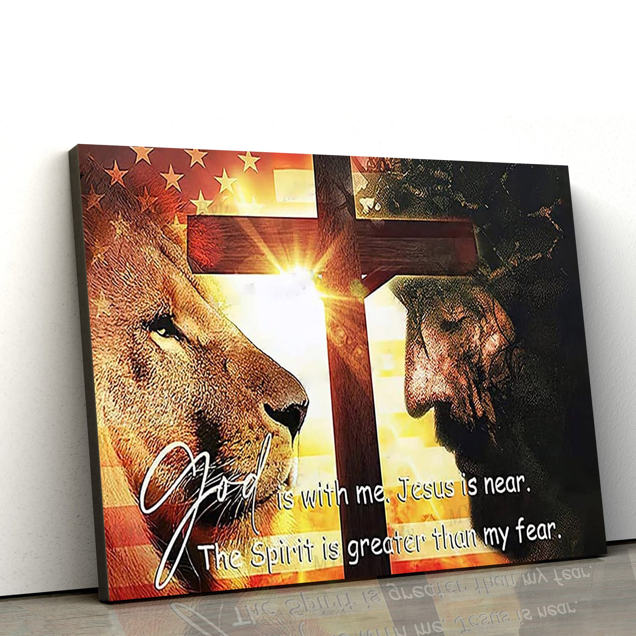 Jesus And Lion Canvas Wall Art Jesus Canvas God Is With Me - Canvas Pi ...