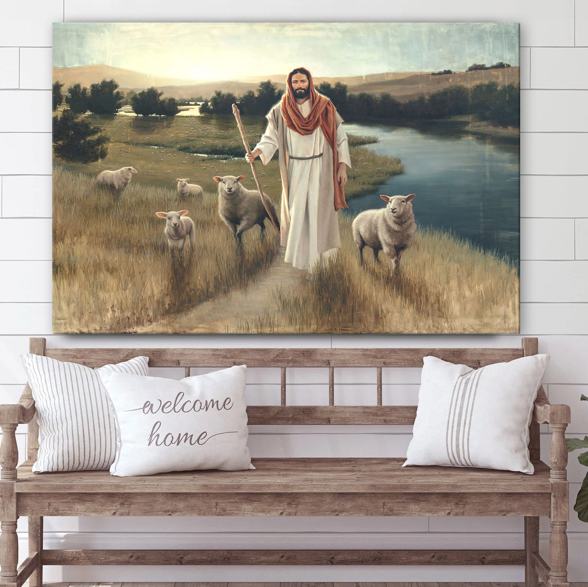 Jesus And The Lamb Picture - The Rescue Canvas Wall Art - Christian Wa ...