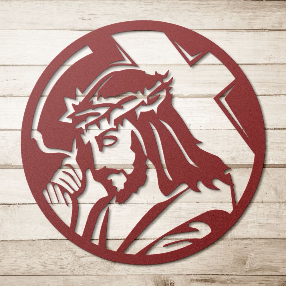 Jesus Carrying Cross Metal Sign - Christian Metal Wall Art - Religious ...