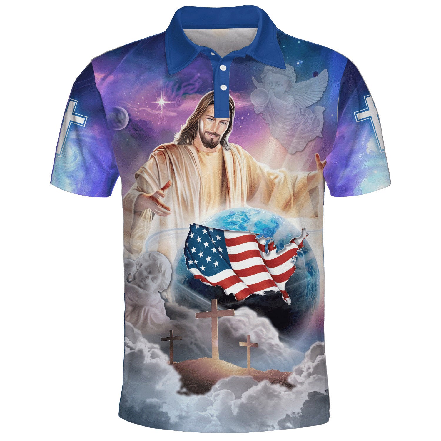 Jesus Christ Globe Polo Shirt - Christian Shirts & Shorts – Ciaocustom